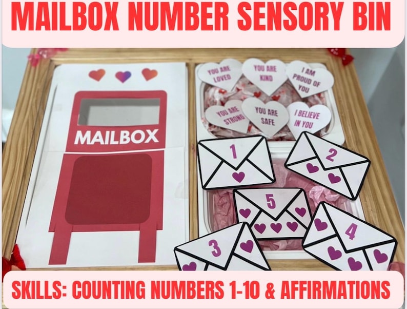 Valentines Day Mailbox Sensory Bin L Counting 1-10 L Positive ...