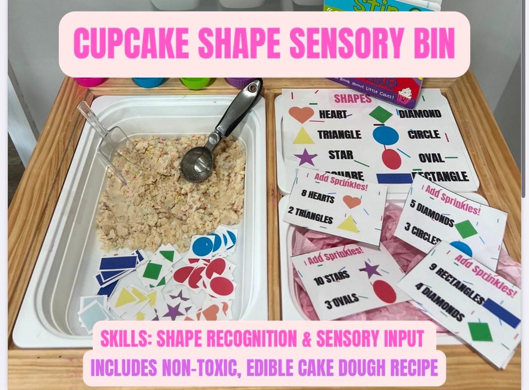 Cupcake Sensory Bin L Editble, Nontoxic Cake Dough L Shape Recognion - Etsy