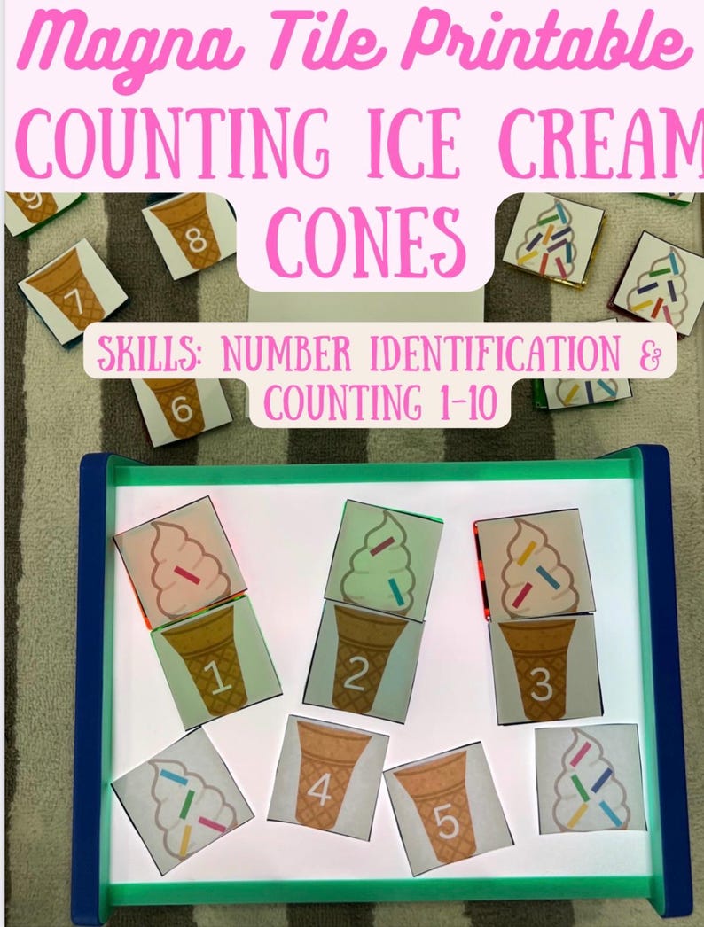 Counting Ice Cream Cones L Magna Tile L PDF L Printable - Etsy