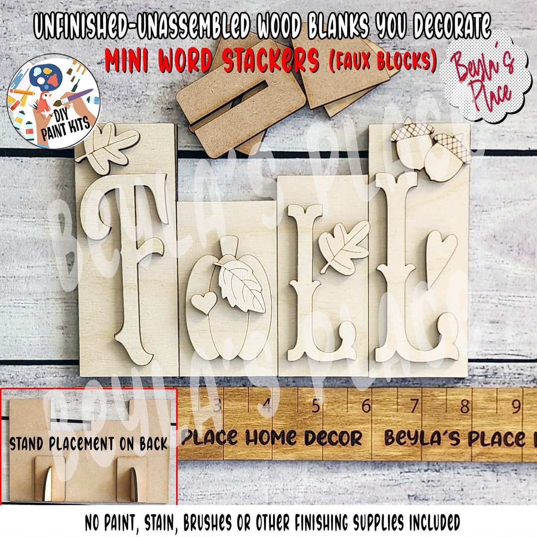 FALL, Word Stacker Faux Block Set / Unfinished Tiered Tray Decor / DIY ...