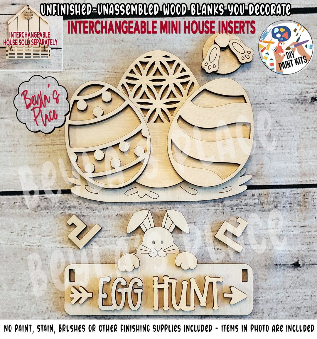 Mini House Interchangeable, Easter Egg Hunt Insert/unfinished Wood/diy Blank Paint Kit/bunny ...