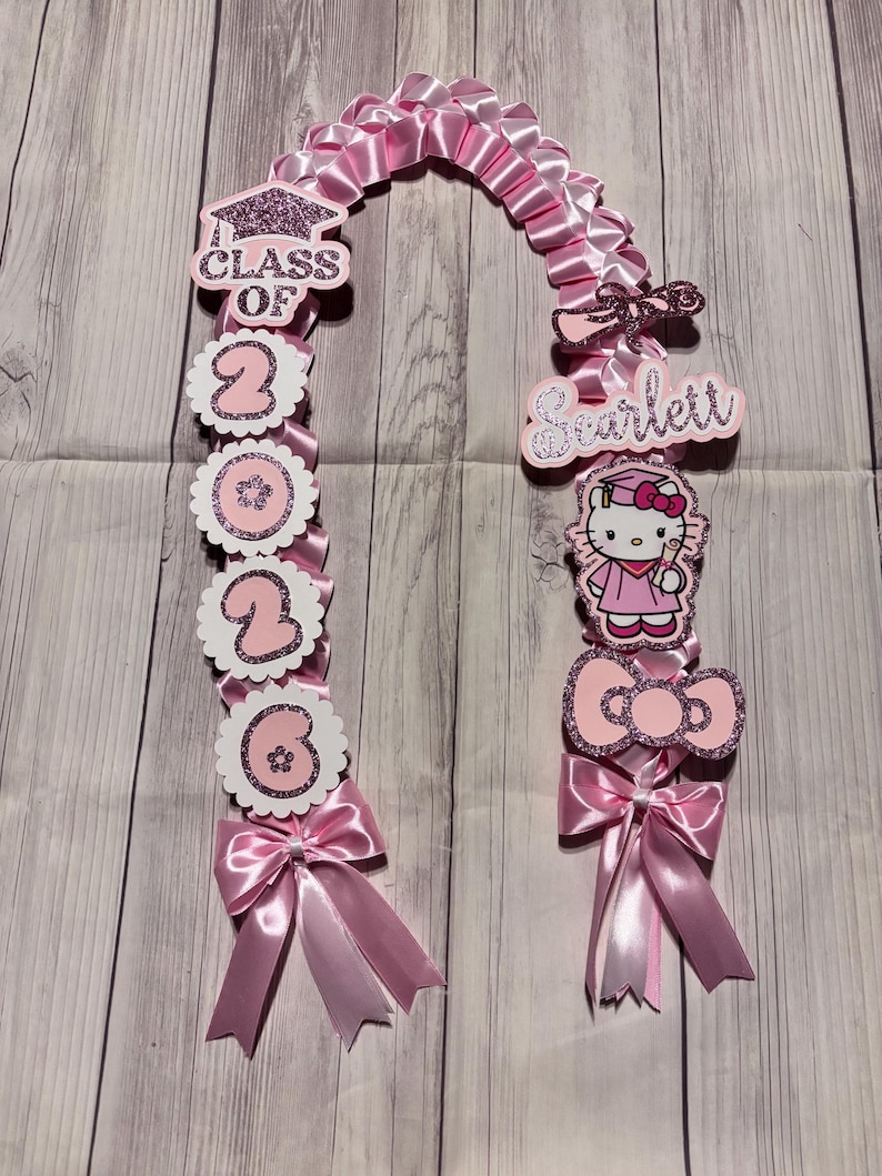 Personalized Graduation Lei, Pink Ribbon, Class of 2026, Custom Name ...