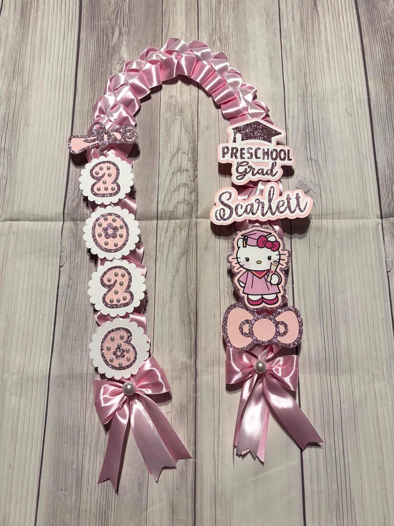 Graduation Lei, Pink Ribbon, Class of 2026, Custom Name Lei, Kitty - Etsy