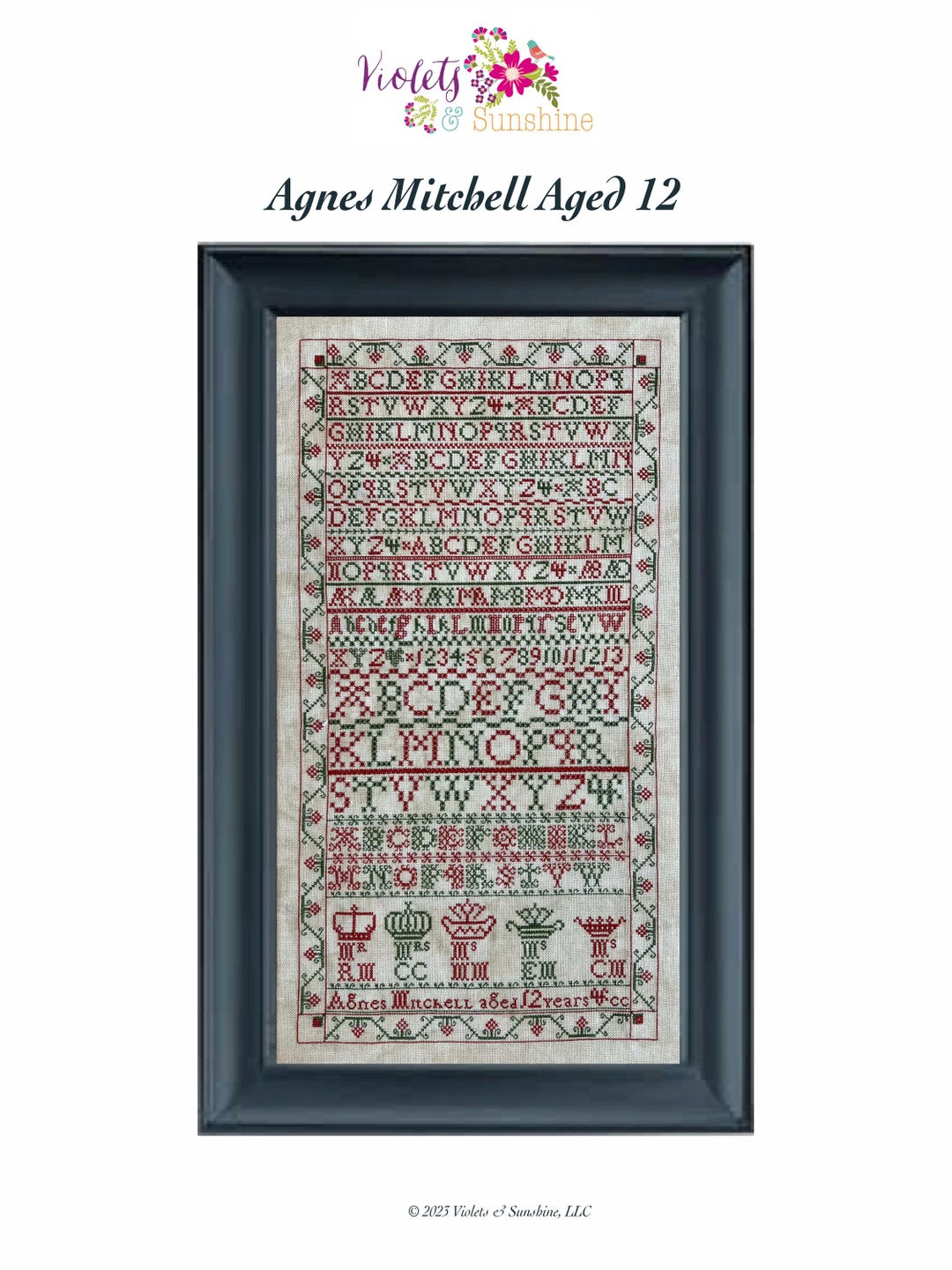 Agnes Mitchell Aged 12 a Scottish Cross Stitch Sampler in Red and Green - Etsy