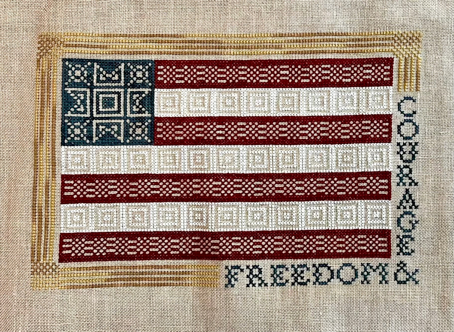 Freedom & Courage Patriotic Cross Stitch Small Sampler - Etsy