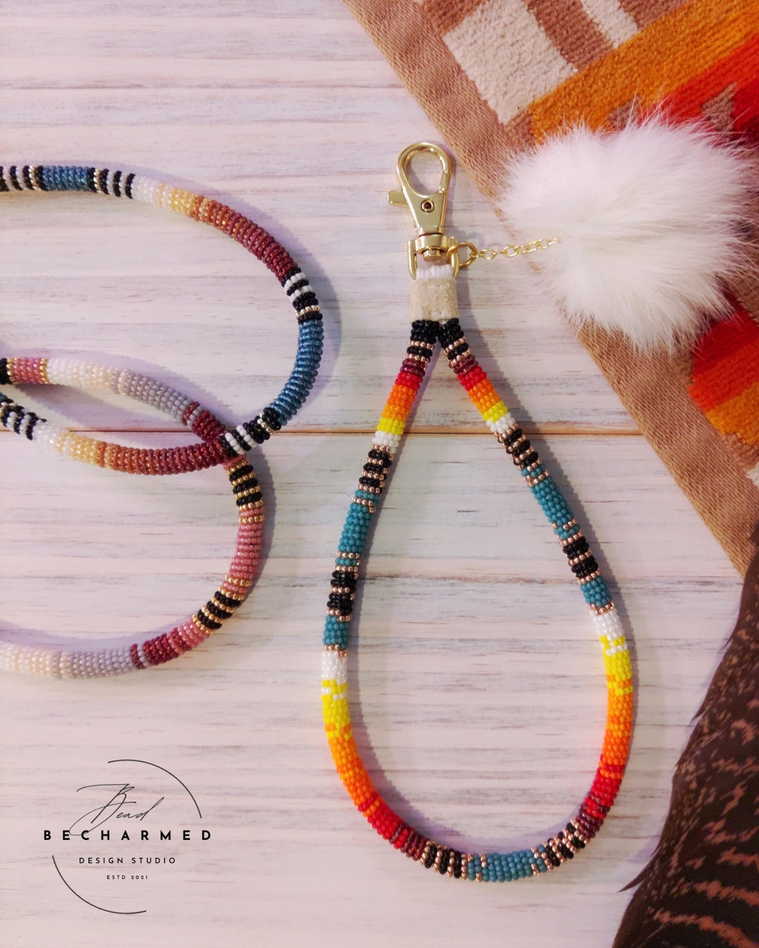 Wristlets, 'ombre Colors' - Hand Beaded Short Keychain Wristlets ...