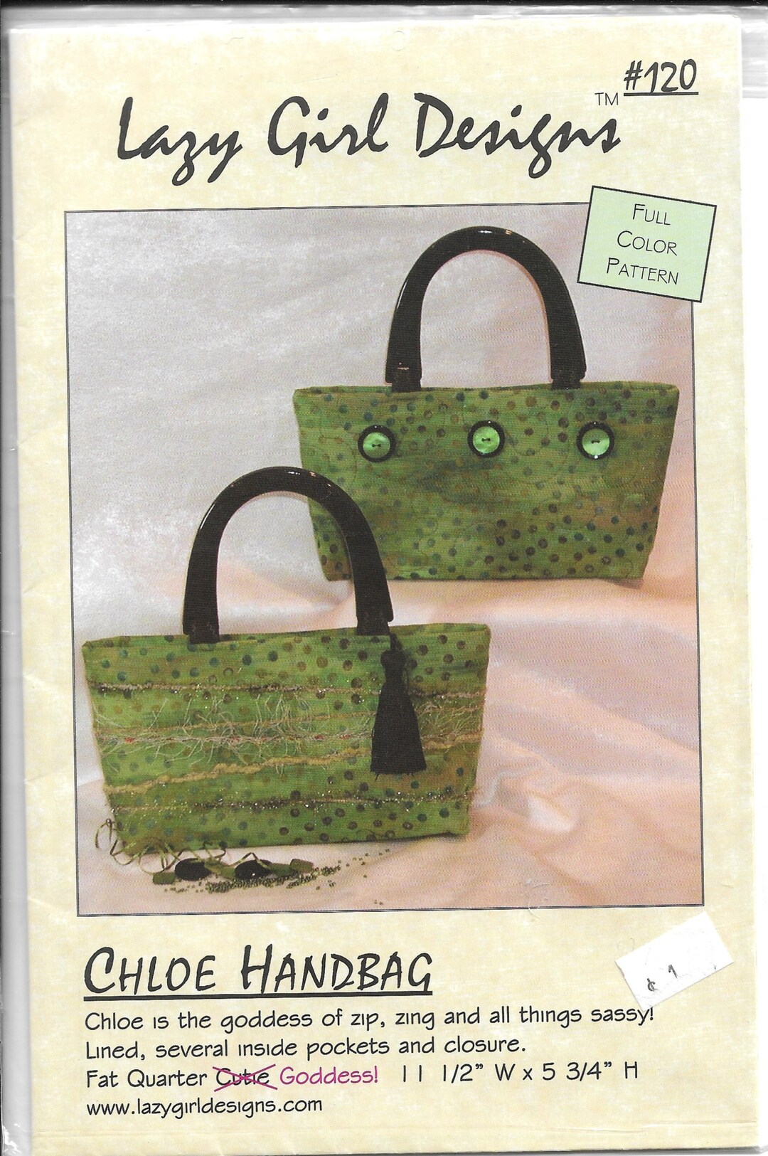Lazy Girls Designs #120 for Chloe Handbag! NEW Complete Directions, Fat Quarter Friendly Too ...