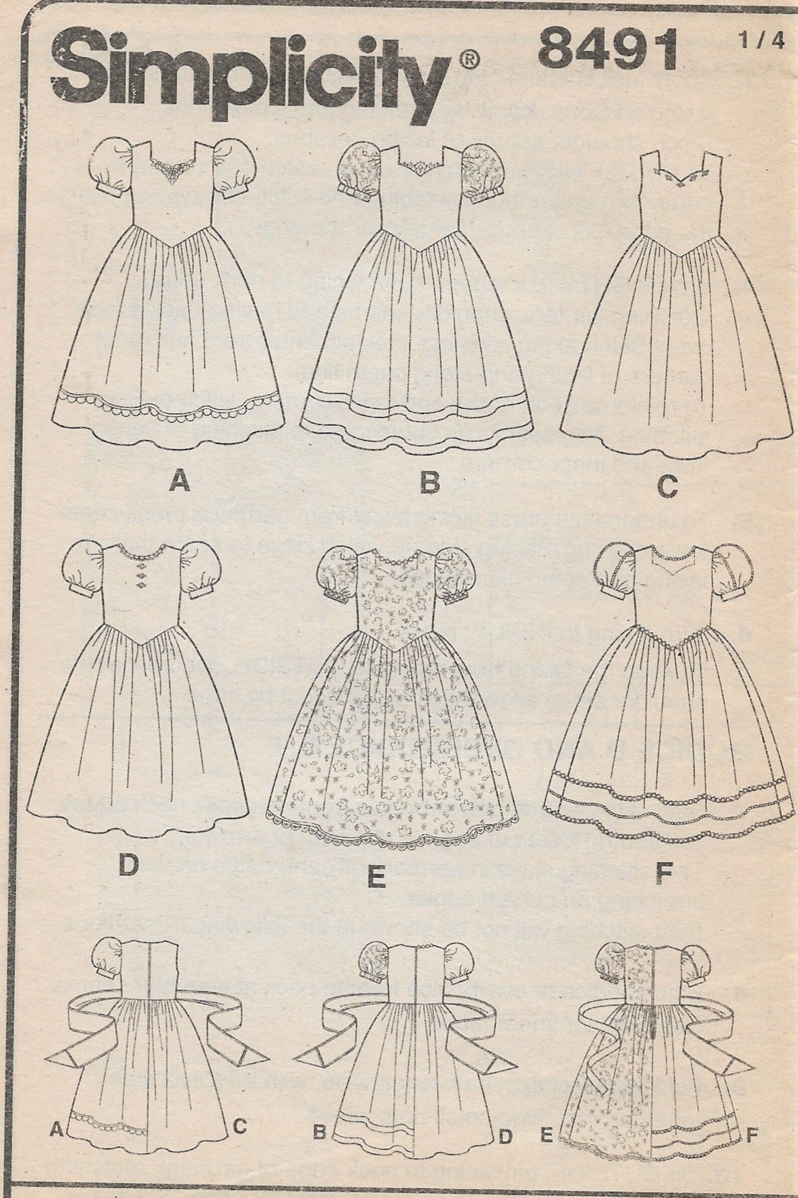 Rare, Vintage Simplicity 8491 Sz 3-4-5-6, NEW/UNCUT/FF: "6 Made Easy" Pattern for Child's ...