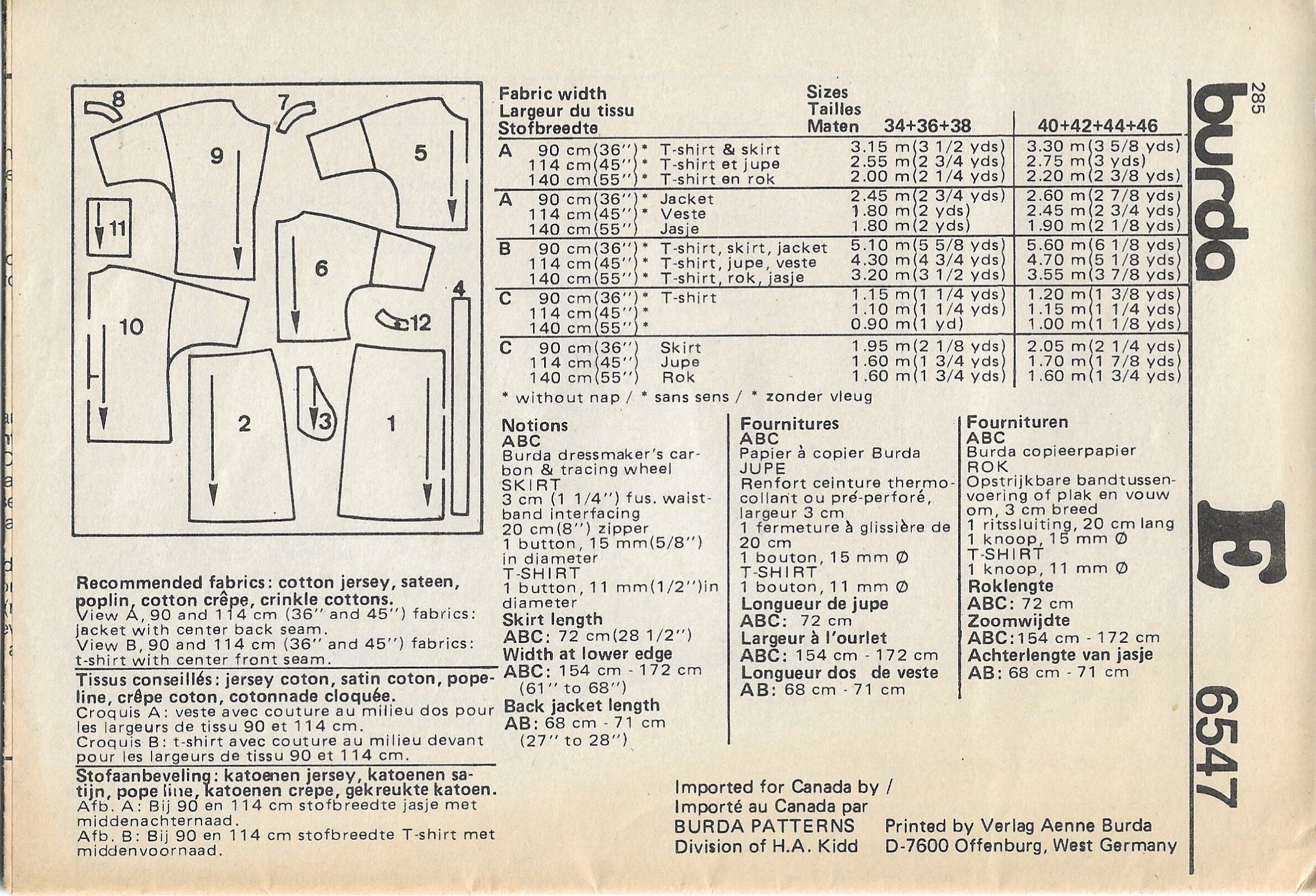 Vintage NEW/UNCUT/FF Burda 6547 Sizes 8-20: Misses' Skirt - Etsy