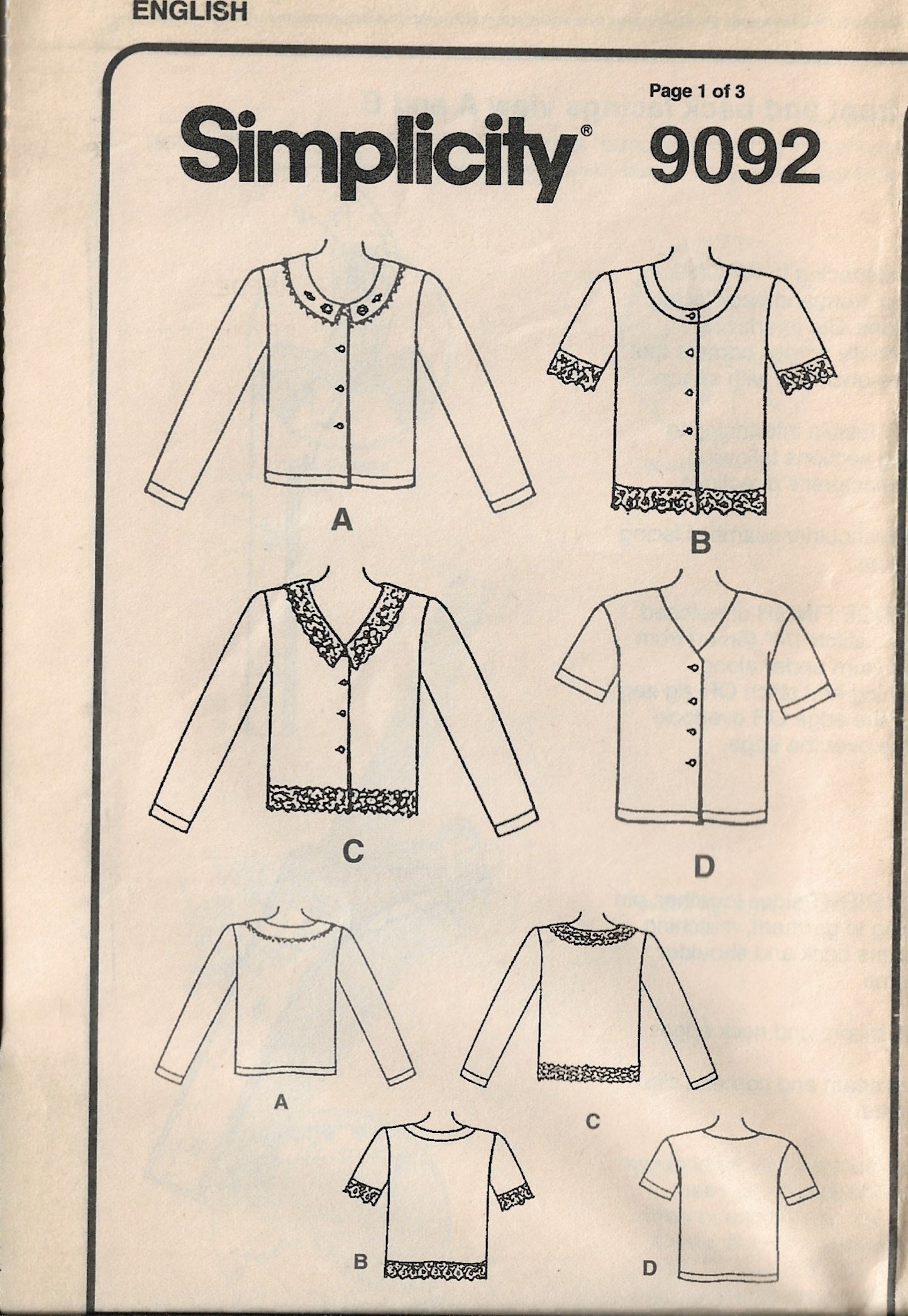 RARE Vintage Simplicity 9092 in Size 6-8 for Collection of - Etsy