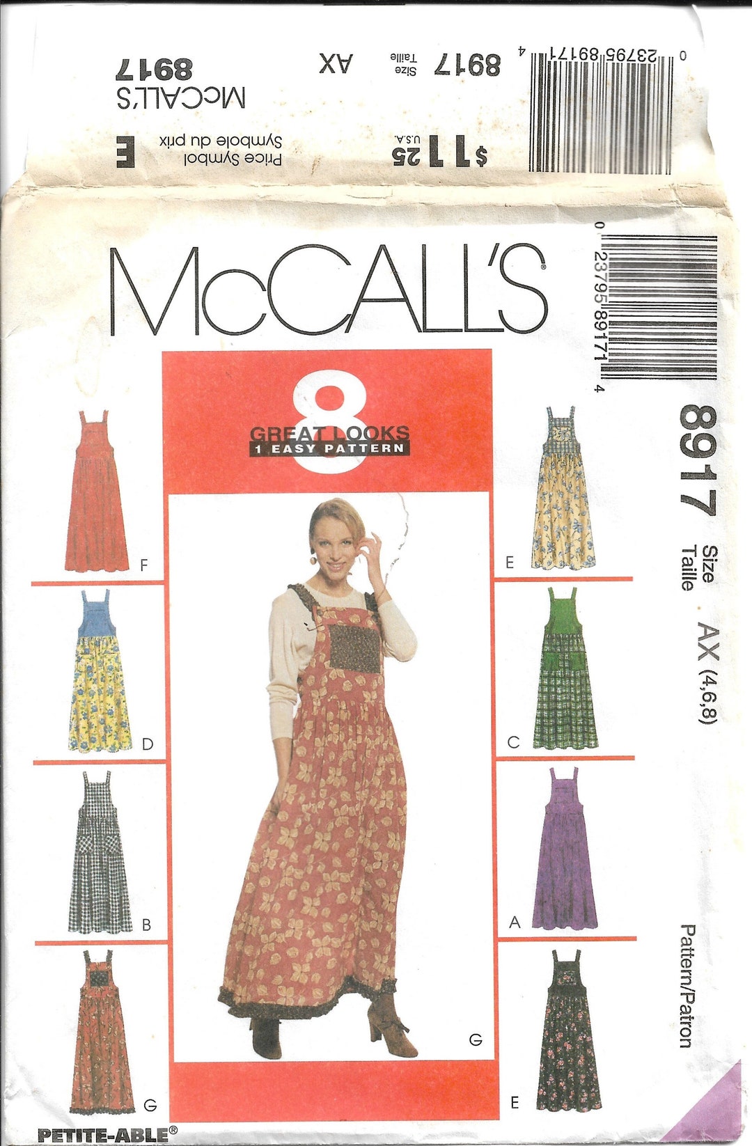 Vintage NEW/UNCUT/FF Mccalls 8917 Rare Sz Range 4-6-8 for Misses ...