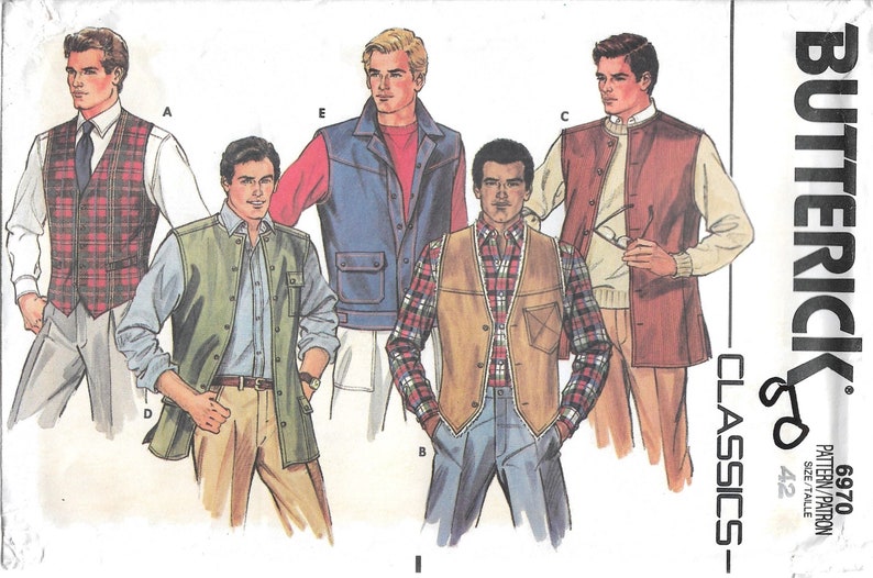 RARE Vintage Butterick 6970 Size 40 or 42, New/uncut/ff: Men's Vest ...