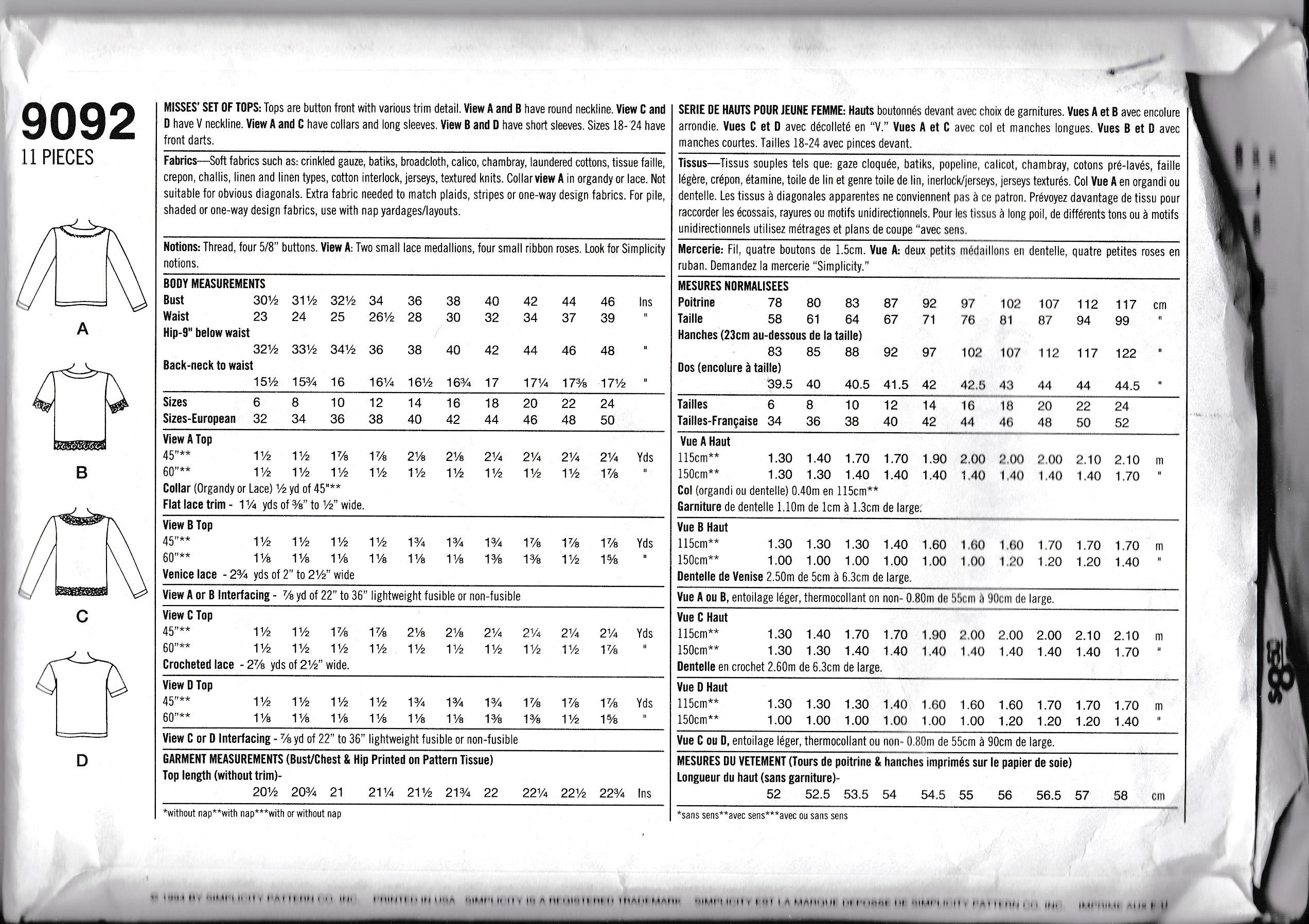 RARE Vintage Simplicity 9092 in Size 6-8 for Collection of - Etsy