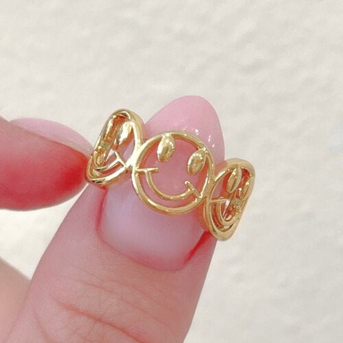 18K Gold Plated Smiley Face Ring. Colorful Enamel Ring. Summer - Etsy