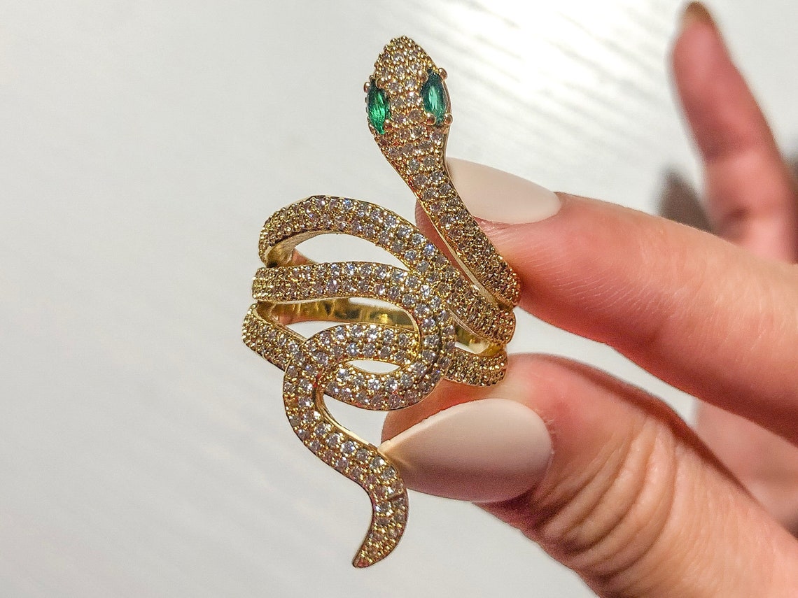 Adjustable 18k Gold Plated Snake Ring - Etsy