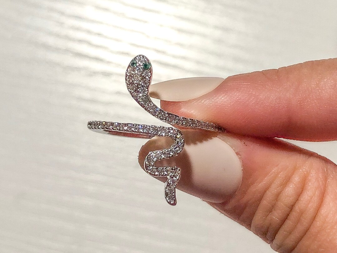 Adjustable Silver Snake/serpent Ring, CZ Pave - Etsy