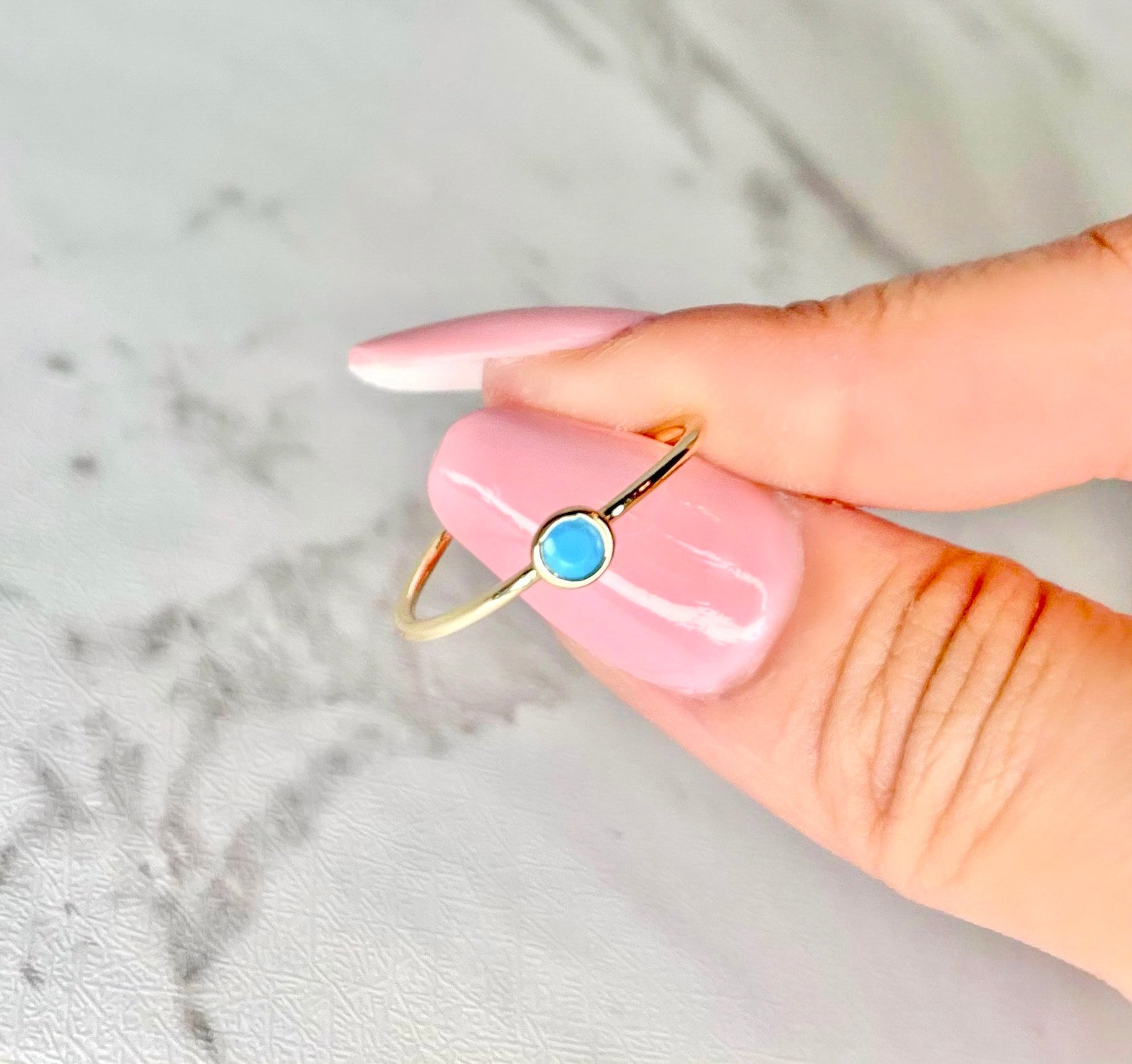 Adjustable 18k Gold Plated Dainty Blue Circle Ring - Etsy