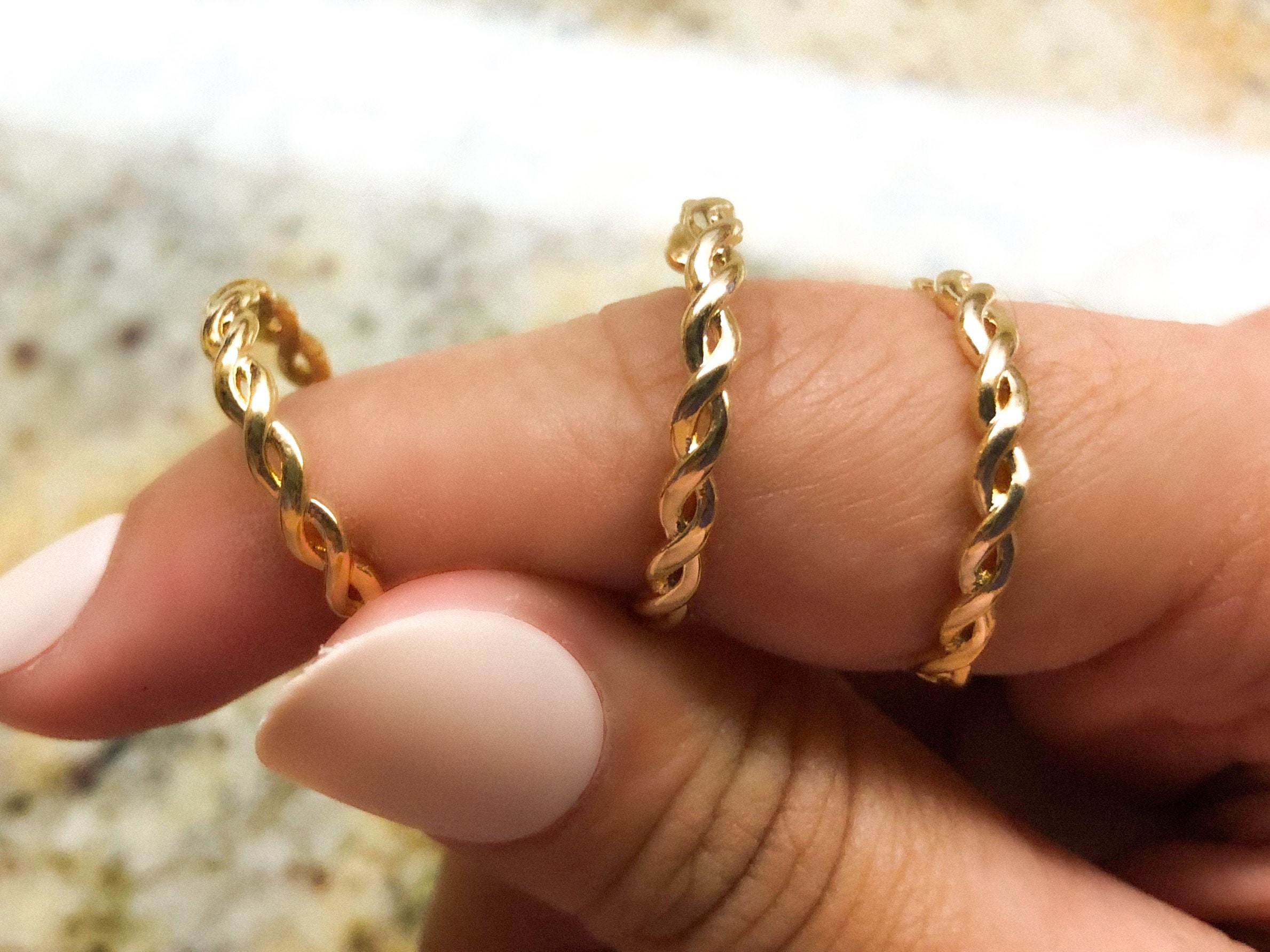 Adjustable 18k Gold Plated Twist Rope Style Ring | Etsy