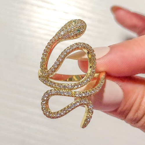 Adjustable 18k Gold Plated Snake Ring - Etsy