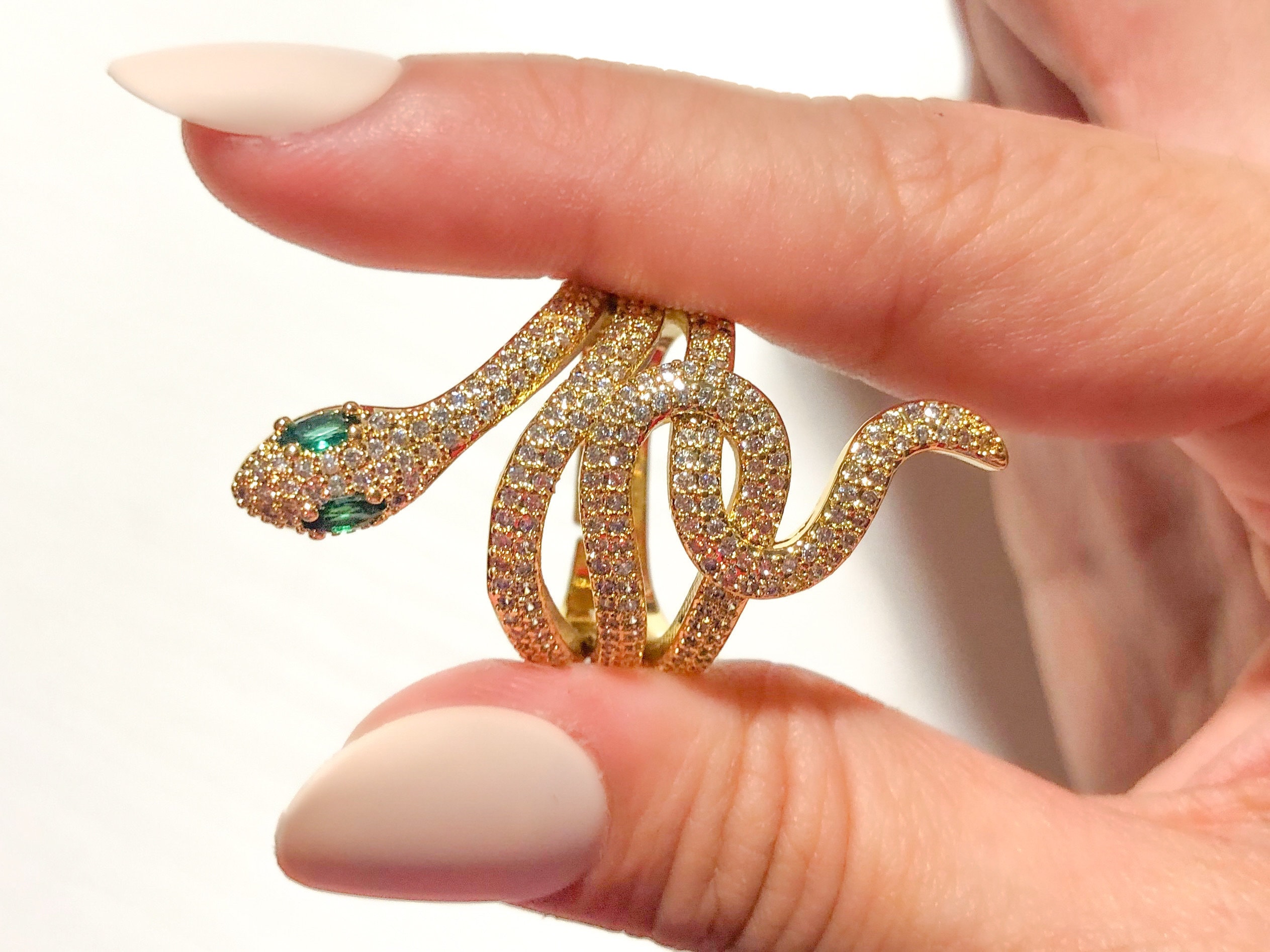 Adjustable 18k Gold Plated Snake Ring - Etsy