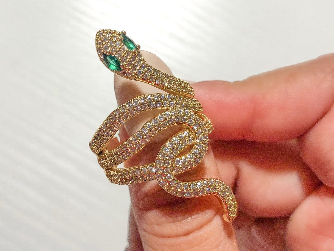 Adjustable 18k Gold Plated Snake Ring - Etsy