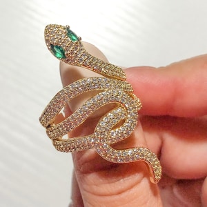 Adjustable 18k Gold Plated Snake Ring - Etsy