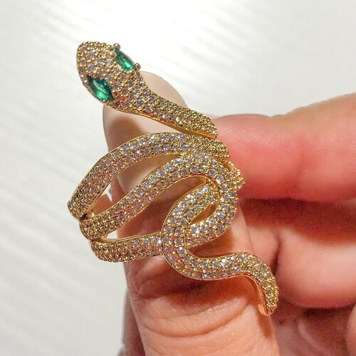 Adjustable 18k Gold Plated Snake Ring - Etsy