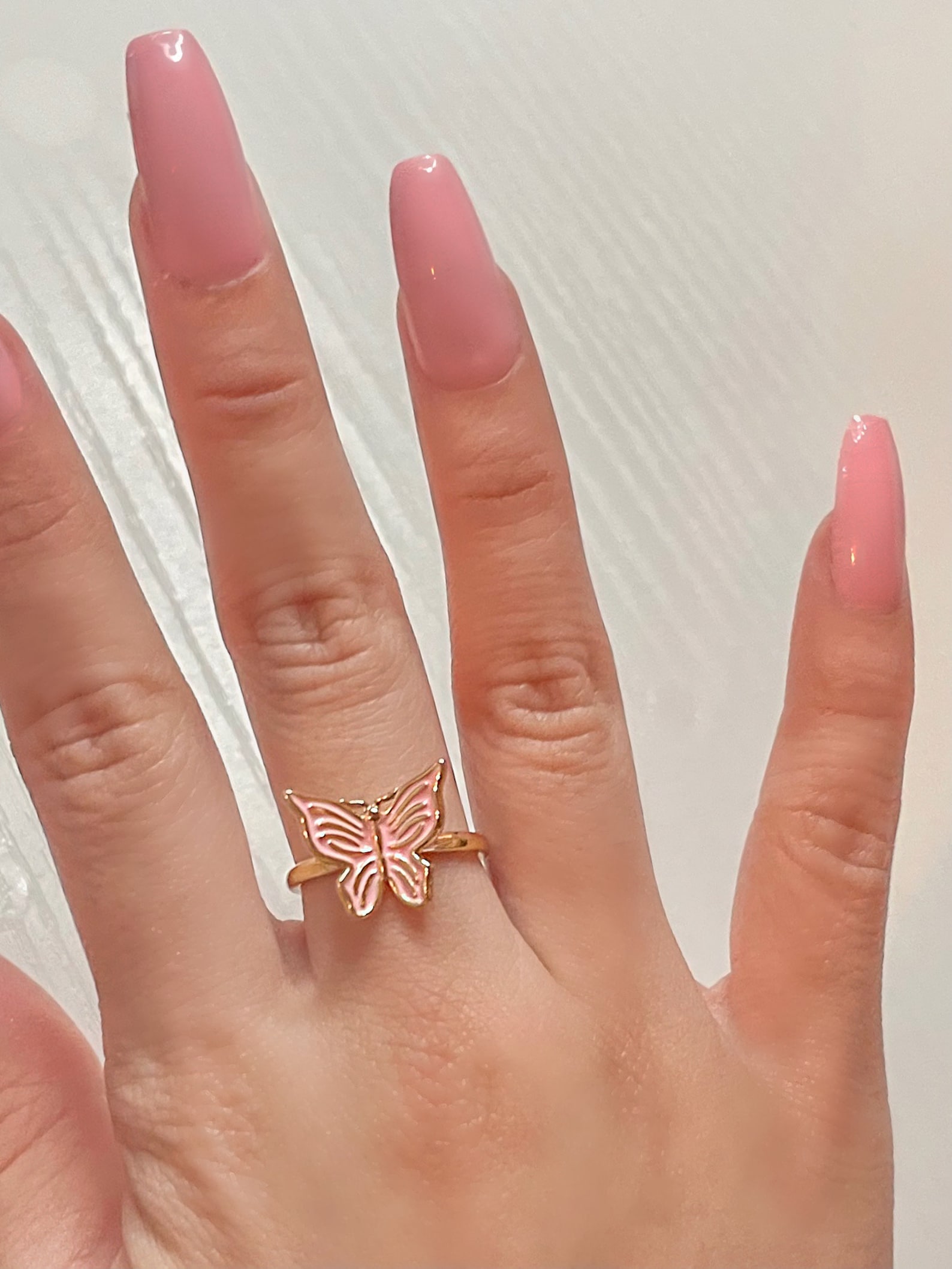 Adjustable Pink Butterfly Ring 18K Gold Plated Enamel - Etsy