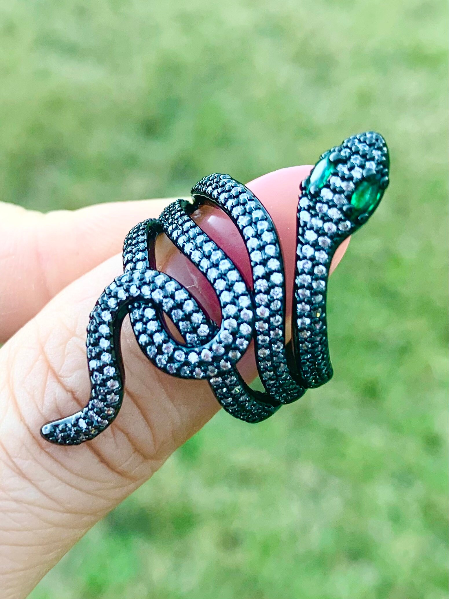 Adjustable Gunmetal Snake/serpent Ring CZ Pave - Etsy