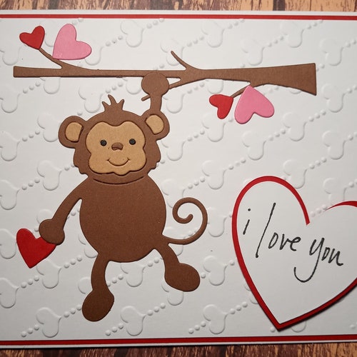 5 Embossed Heart Cards Valentine's Day Cards I Love You - Etsy