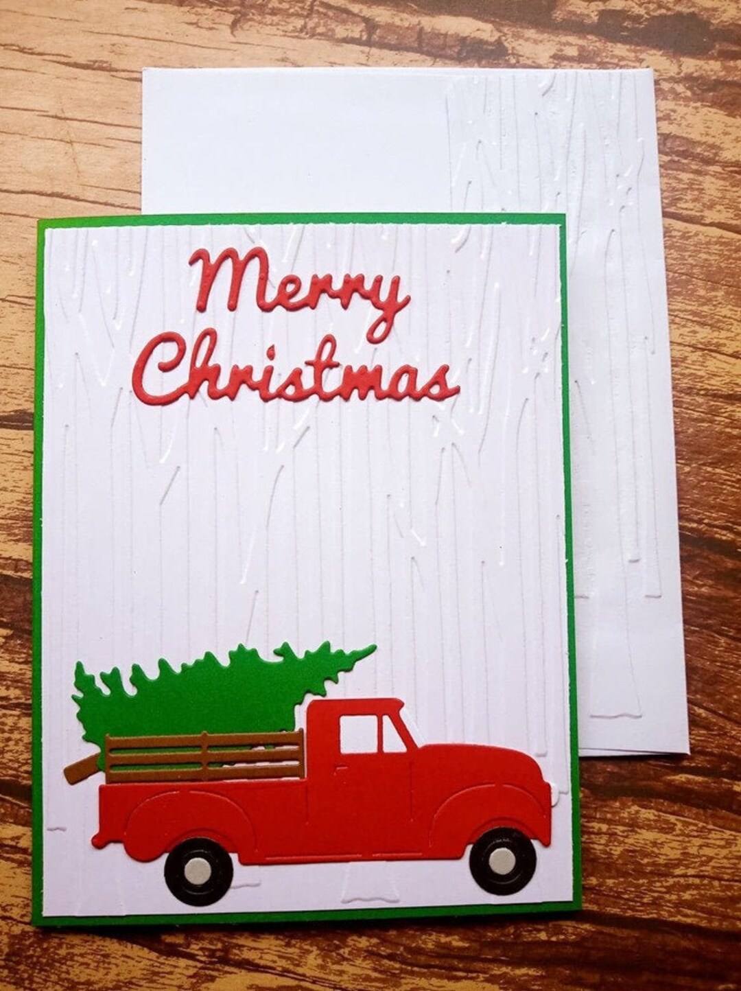 Vintage Truck Hauling Christmas Tree Embossed Greeting Card With Die ...