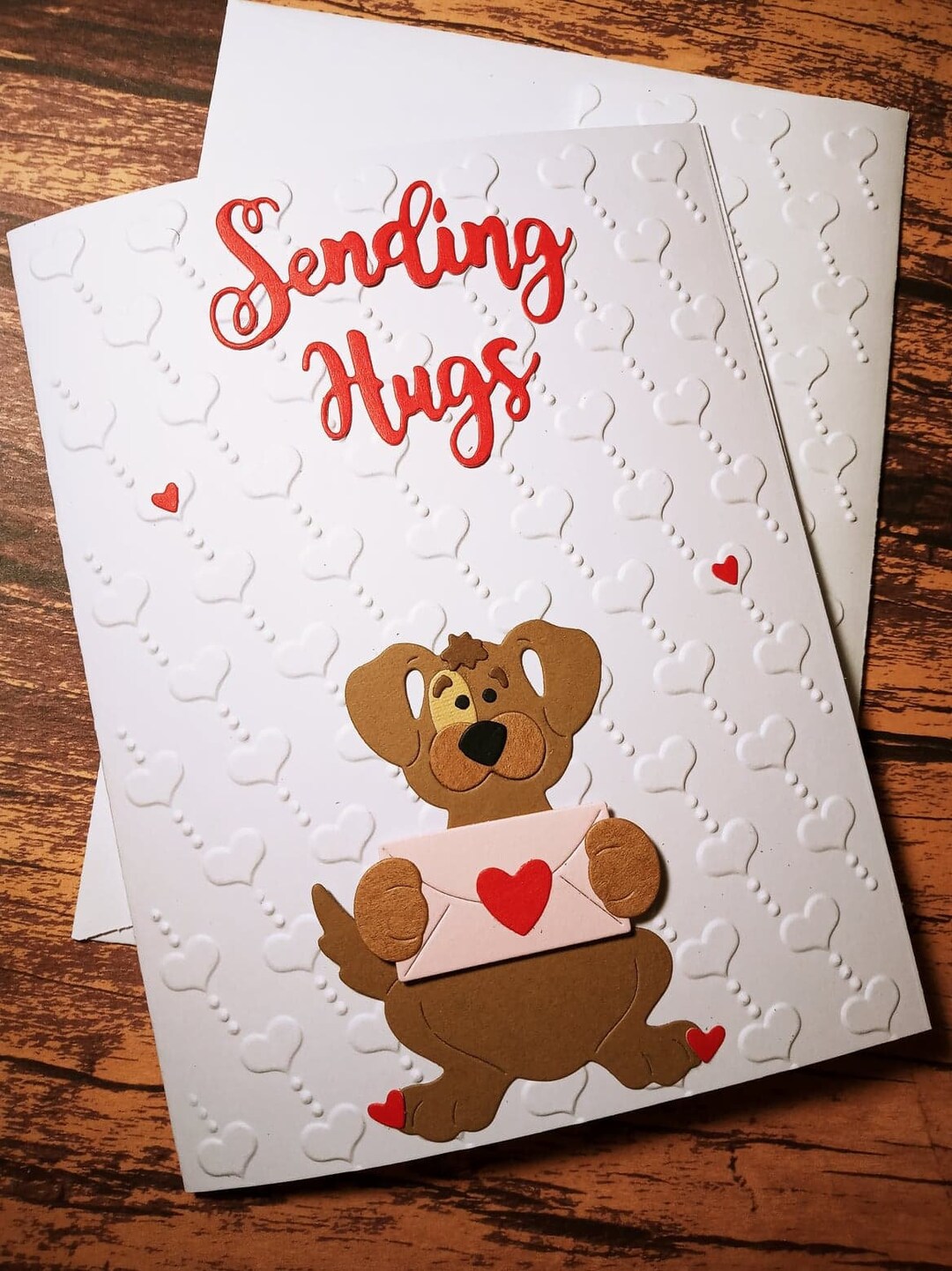 Sending Hugs Embossed Hearts Greeting Card One of a Kind Card I Love ...
