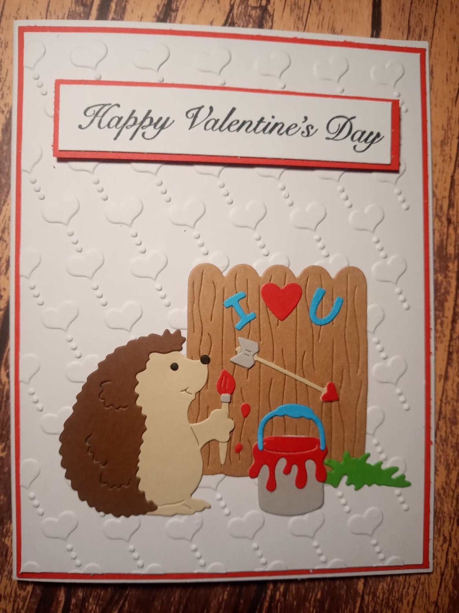 Valentine's Day Hedgehog Painting I Luv You OOAK - Etsy
