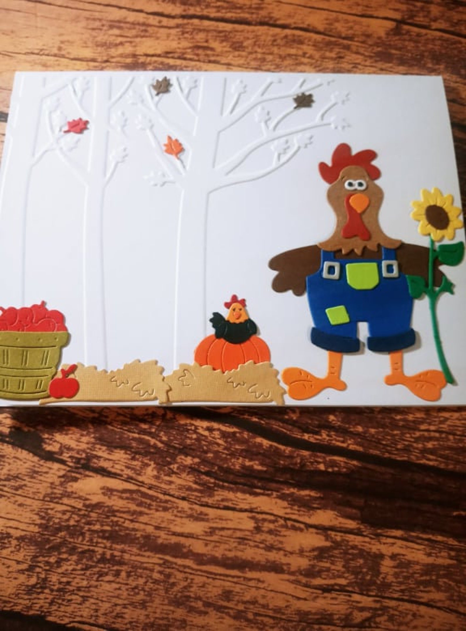 Thanksgiving/fall Rooster Card Hand Made OOAK Greeting Card - Etsy