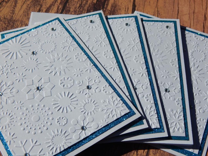 Snowflakes Embossed Cards Holiday Cards 5 Blank Note Cards - Etsy