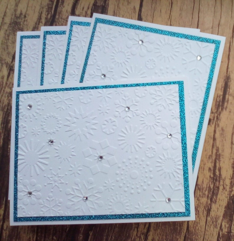 Snowflakes Embossed Cards Holiday Cards 5 Blank Note Cards - Etsy