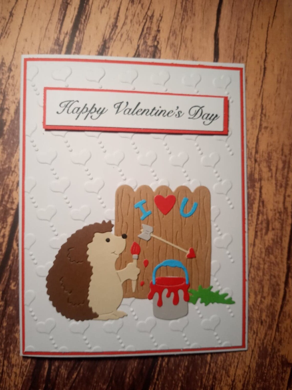 Valentine's Day Hedgehog Painting I Luv You OOAK - Etsy
