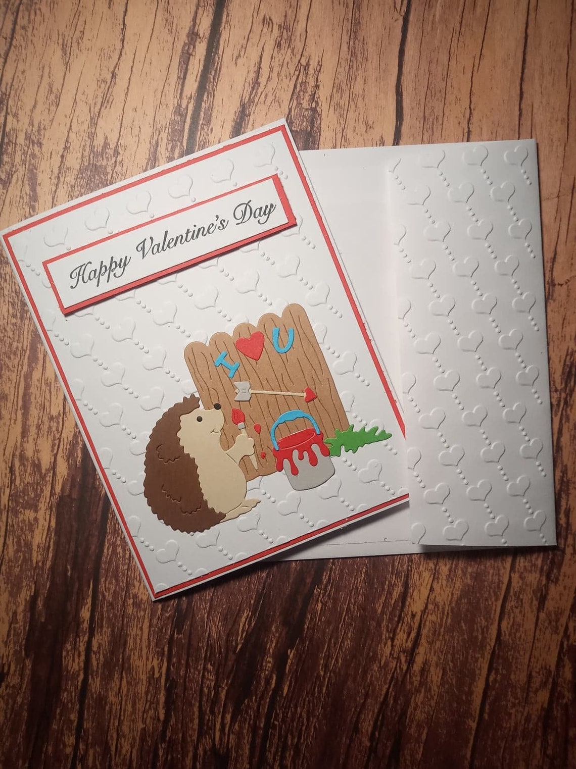 Valentine's Day Hedgehog Painting I Luv You OOAK - Etsy