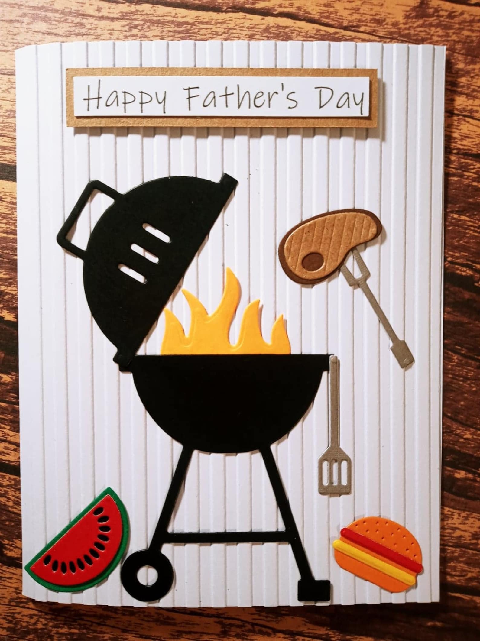 Happy Fathers Day Grilling Card Hand Made Embossed One Of Etsy
