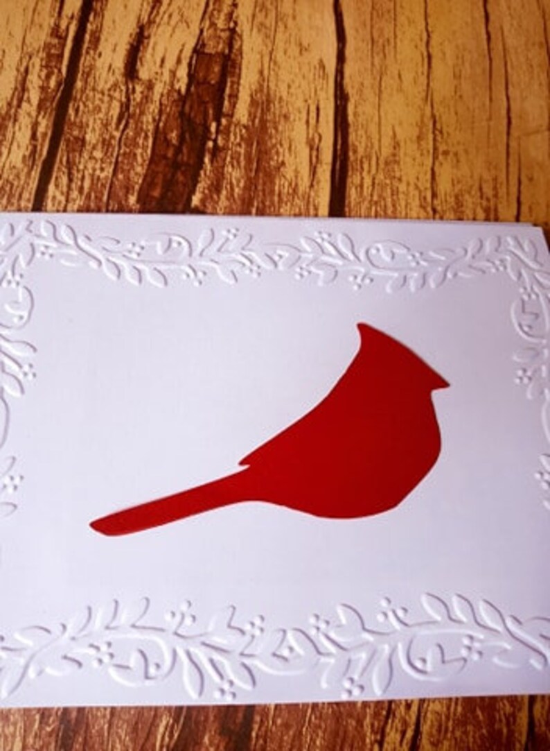 Cardinal Card Embossed Greeting Card Blank Note Card - Etsy