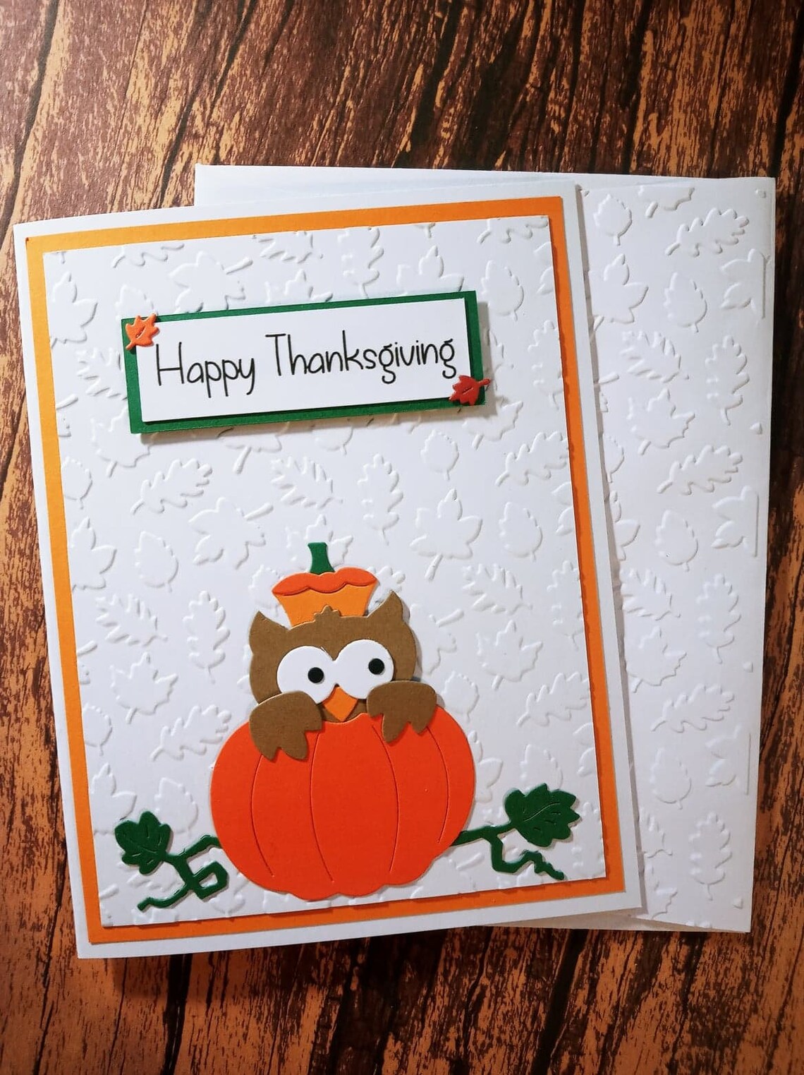 Happy Thanksgiving Owl Peeking from a Pumpkin Embossed Fall | Etsy