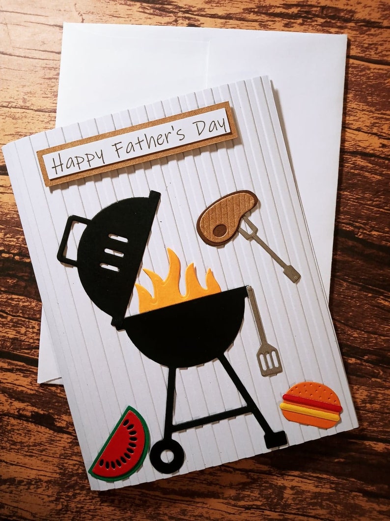 Happy Father's Day Grilling Card Hand Made Embossed One of - Etsy