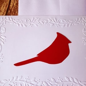 Cardinal Card Embossed Greeting Card, Blank Note Card, Thinking of You ...