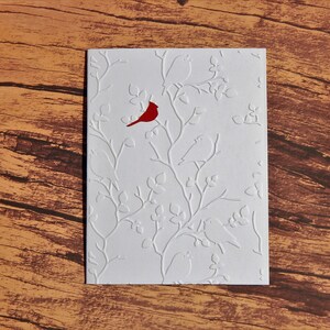 5 Embossed Cardinal Cards in Trees Hand Made Blank Greeting Cards ...