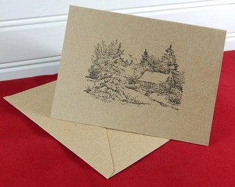 Log Cabin Christmas Cards - Etsy