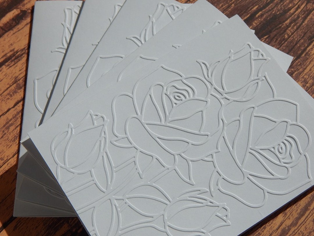 Roses Embossed Greeting Cards 5 Blank Hand Made Cards Wedding Cards ...