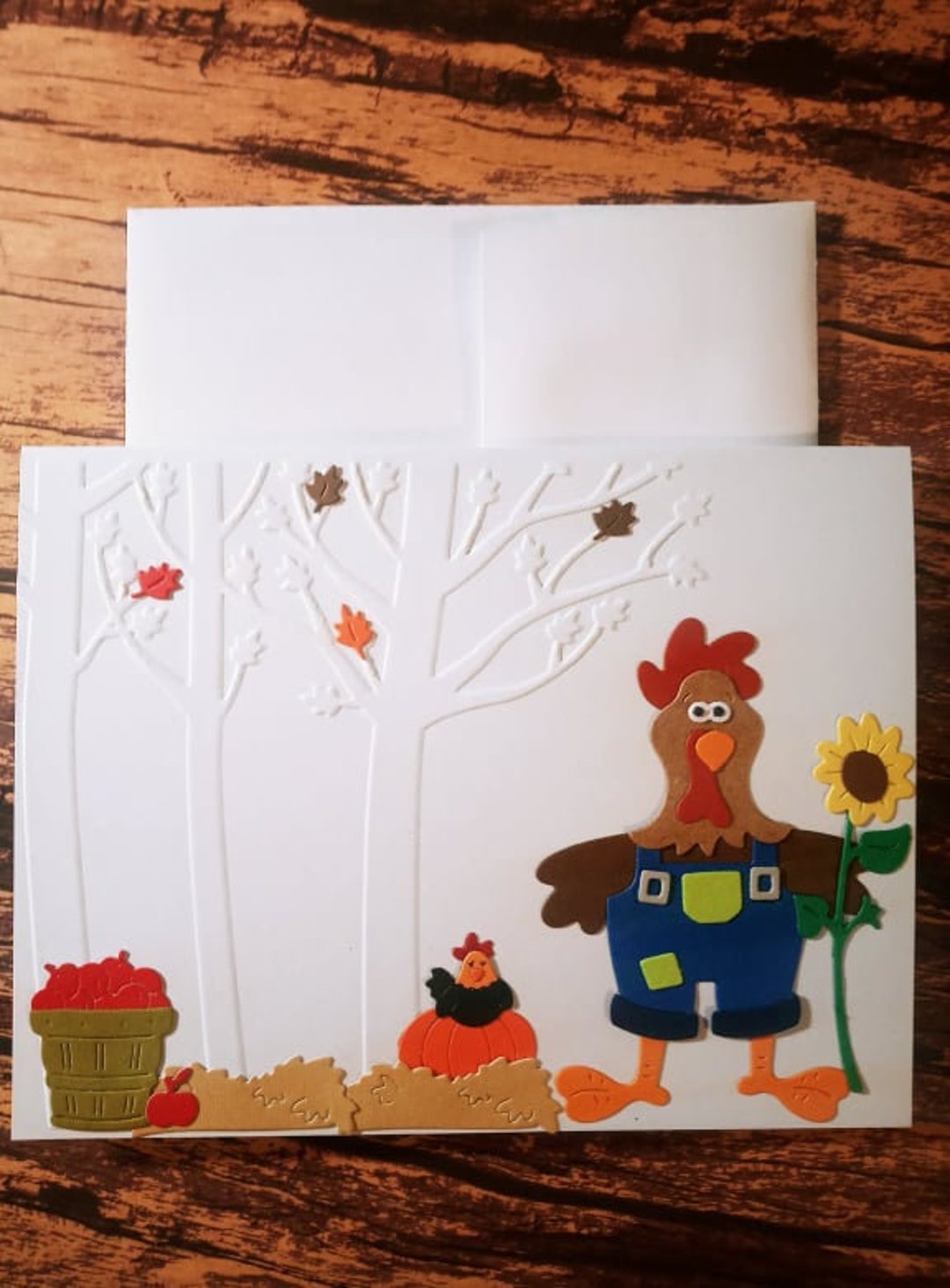 Thanksgiving/fall Rooster Card Hand Made OOAK Greeting Card - Etsy