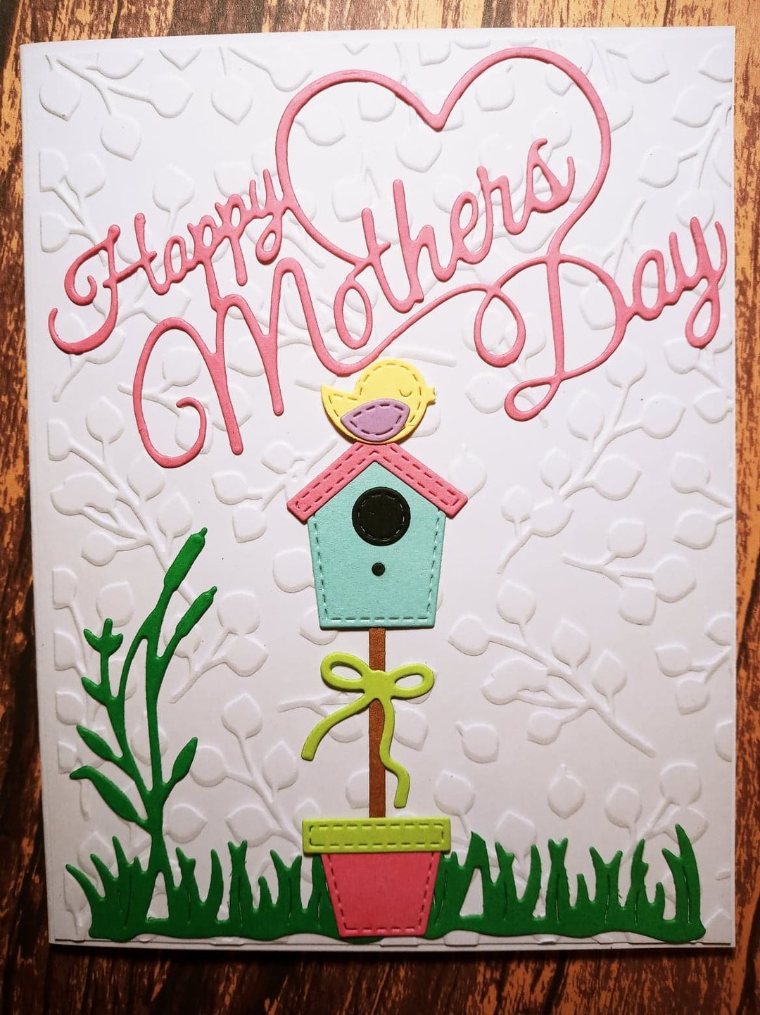 Happy Mother's Day Stitched Birdhouse Embossed Greeting Card One of a ...