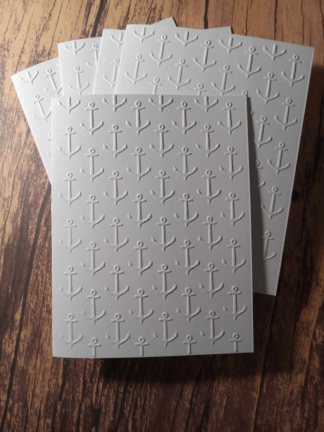 Anchors 5 Embossed Hand Made Greeting Cards Blank Nautical Cards ...