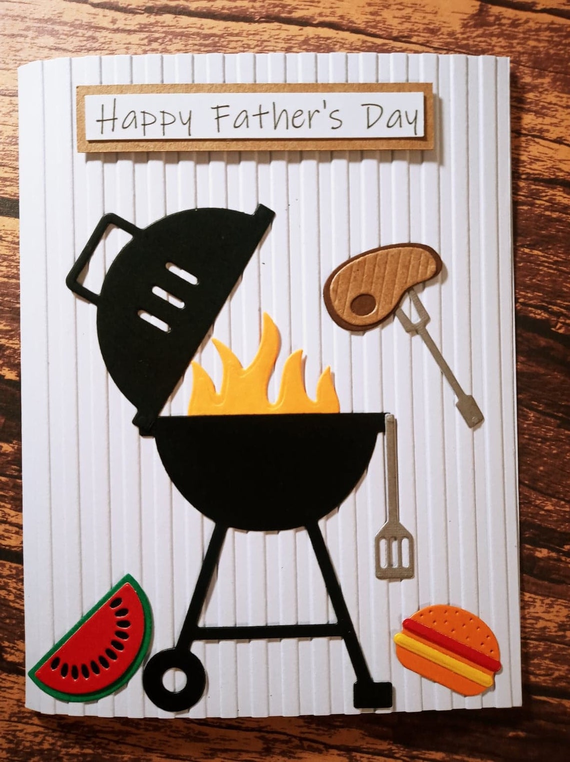 Happy Father's Day Grilling Card Hand Made Embossed One of - Etsy